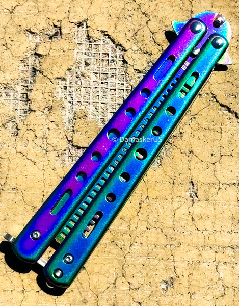 8.5" Stainless Steel Butterfly Trainer Folding Practice Cumb – Rainbow ...