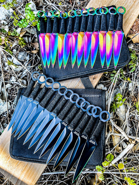 24pc Ninja Throwing Knife Set Hunting Combat Naruto Kunai Knives + She ...