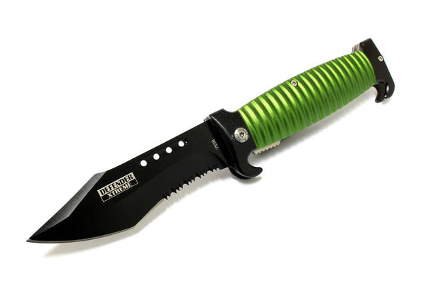 8.5" Defender Extreme Spring Assisted Knife with Belt Clip - Green ...